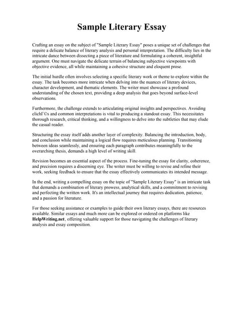 Literary Essay Example. George Washington University | PDF