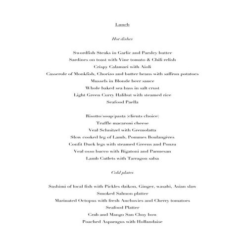 Sample Lunch menu | PDF