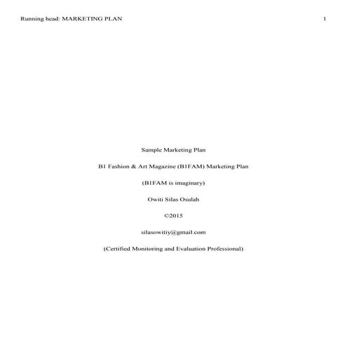 Sample marketing plan | PDF