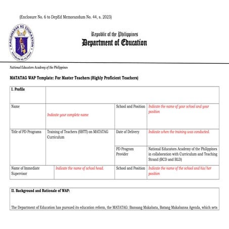 Sample MATATAG WAP For Master Teachers.docx