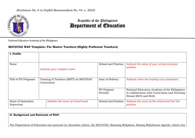 sample matatag workplace application plan for-teachers.pdf