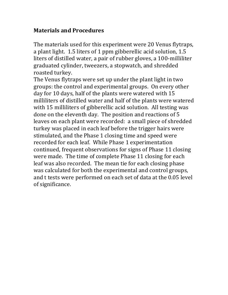 Sample materials and procedures