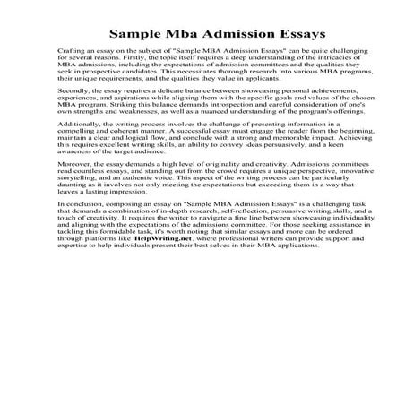 Sample Mba Admission Essays. 011 Mesmerizing Mba Resume Admissions ...