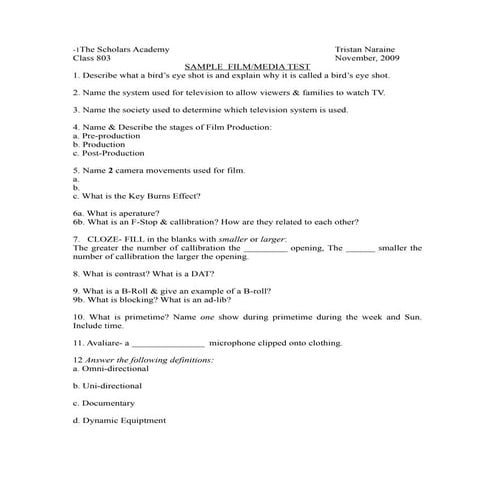 Sample Media Film Test | DOC