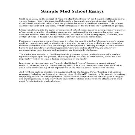 Sample Med School Essays | PDF