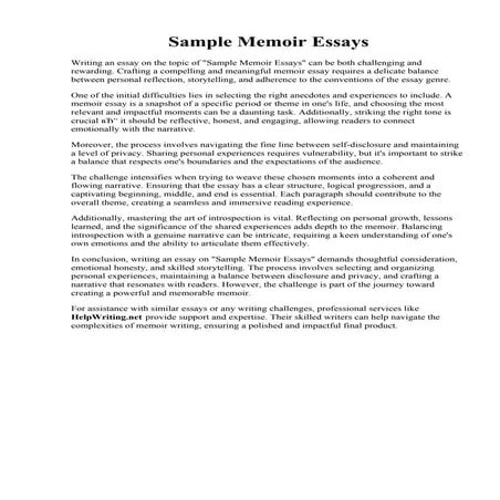 Sample Memoir Essays | PDF