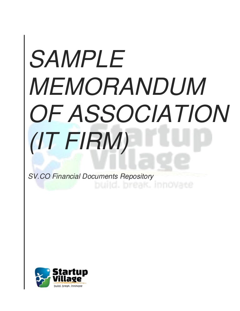 Sample Memorandum Of Association It Firm