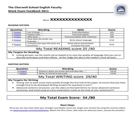 Sample mocks marking | DOCX