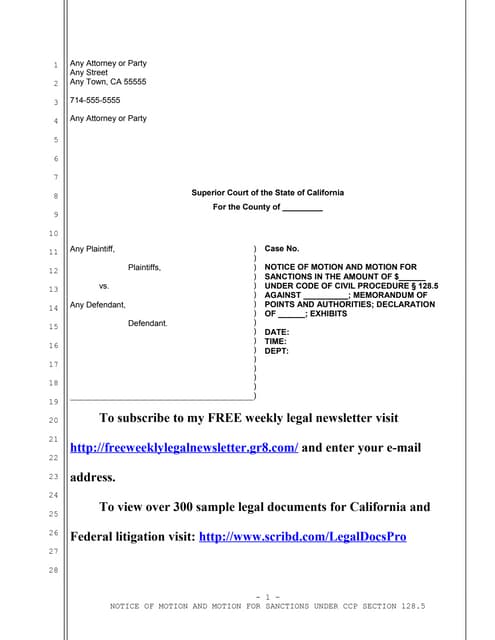 Sample motion for consolidation of cases in California | DOC | Legal ...