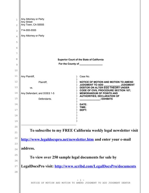 Sample stipulations and orders for california | DOC