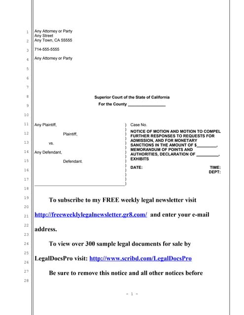 Sample ex parte application for continuance of trial date for ...