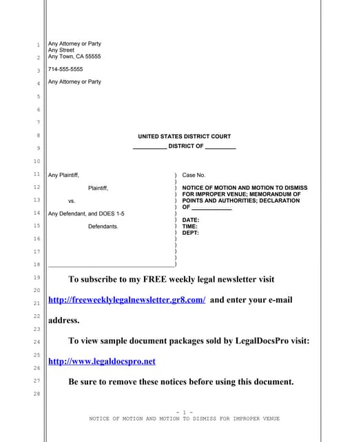 Motion to dismiss under rule 12(b)(5) for insufficient service of ...