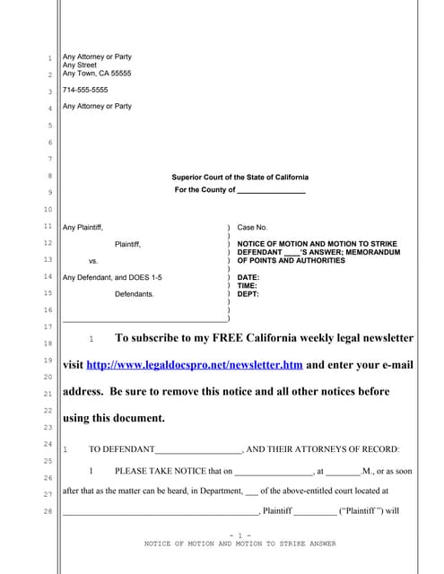Sample motion for consolidation of cases in California | DOC