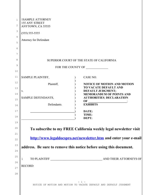 Sample motion for consolidation of cases in California | DOC | Legal ...