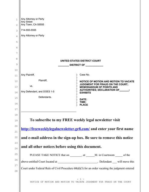 Sample California motion for reconsideration under Code of Civi ...