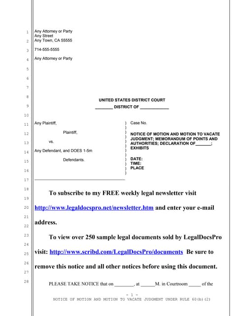 Sample motion for consolidation of cases in California | PDF