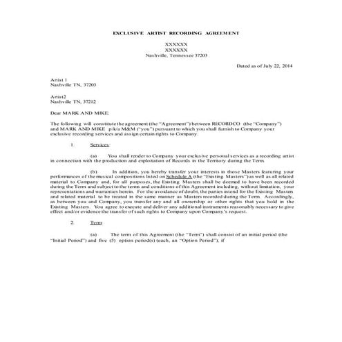 Sample multiple rights deal | PDF