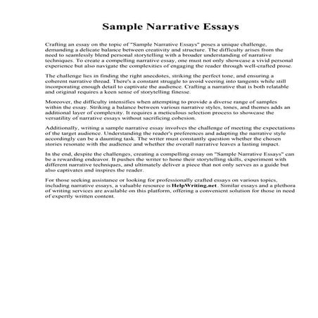 Sample Narrative Essays. Southwestern Oregon Community College | PDF ...