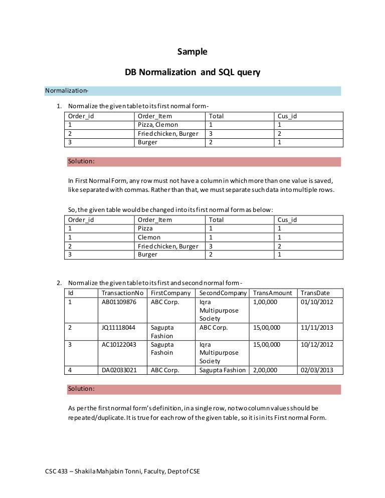 What Is Database Normalization In Sql Server About SQL Server Normal