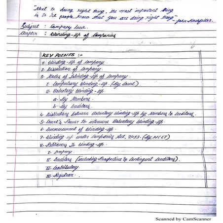 Sample notes for Winding up of Companies | PDF