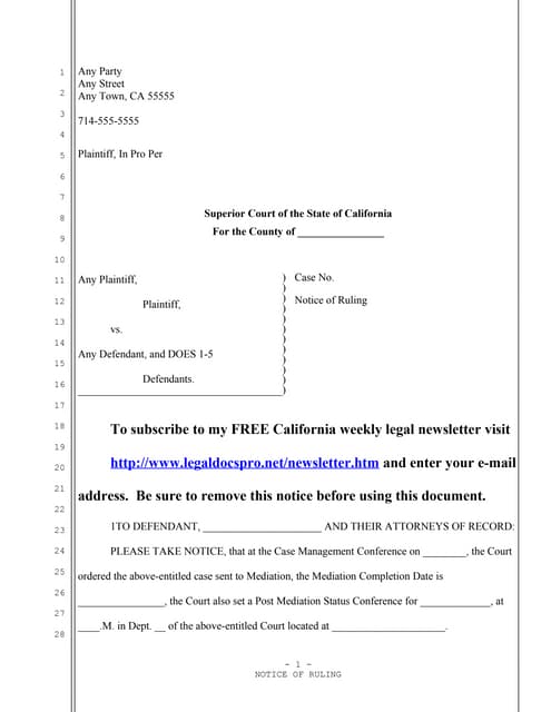Sample Notice of Errata for California | DOC | Legal Services Industry ...