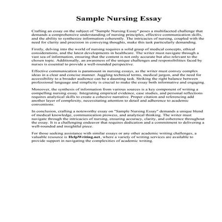 Sample Nursing Essay | PDF