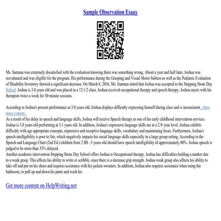 Sample Observation Esaay | PPT