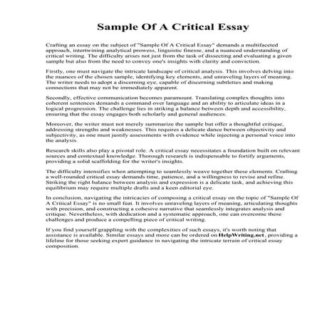 Sample Of A Critical Essay.pdf