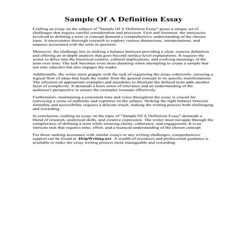Sample Of A Definition Essay. 011 Essay Example Examples Of Definition ...