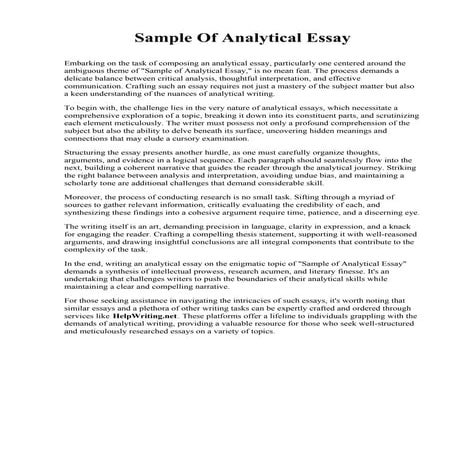 Sample Of Analytical Essay. The City College of New York | PDF