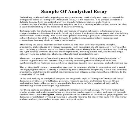 Sample Of Analytical Essay. Analytical Essay - 6 Examples, Format, Pdf ...