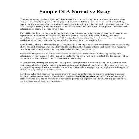 Sample Of A Narrative Essay | PDF
