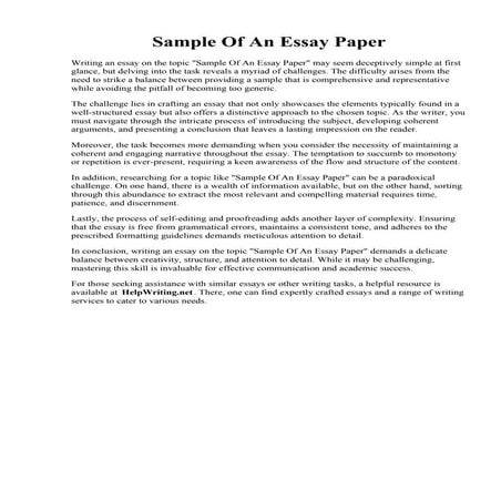 Sample Of An Essay Paper.pdf | Homework and Study | Education