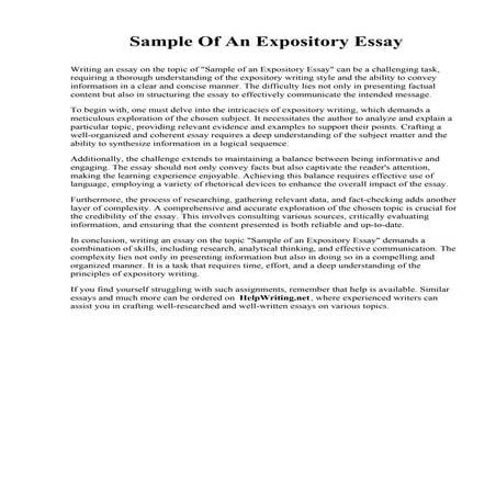Sample Of An Expository Essay | PDF