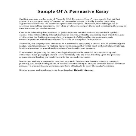 Sample Of A Persuasive Essay | PDF