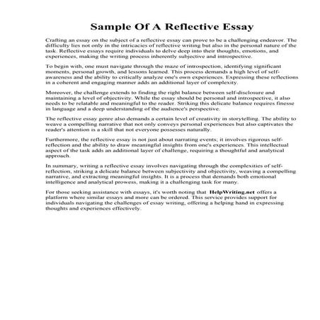 Sample Of A Reflective Essay | PDF