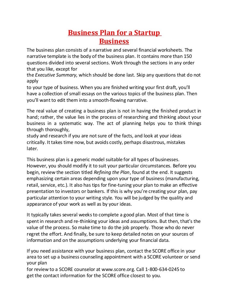 Sample of business plan