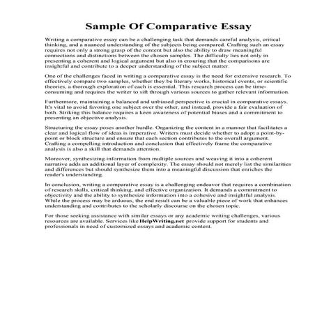 Sample Of Comparative Essay. 020 Comparative Essay Sample Example ...