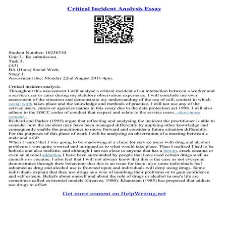 Sample Of Critical Analysis Essay | PDF | Substance Abuse | Diseases ...