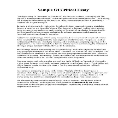 Sample Of Critical Essay.pdf | Homework and Study | Education
