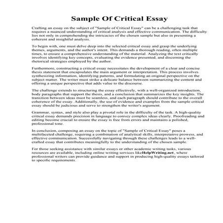 Sample Of Critical Essay | PDF | Candle and Soap Making | Arts and Crafts