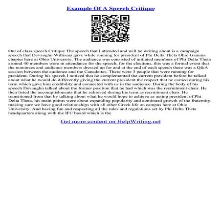 Sample Of Critique Essay | PDF