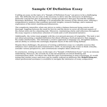 Sample Of Definition Essay. Eastern Kentucky University | PDF