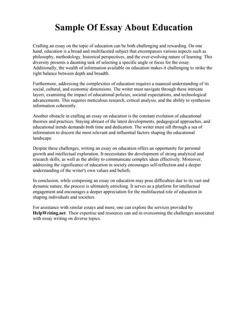 Why Is Education Important Essay Sample | PDF