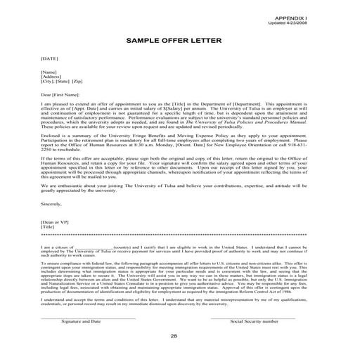 Sample Offer Letter | PDF
