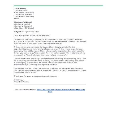 Sample of Formal Resignation Letter.docx