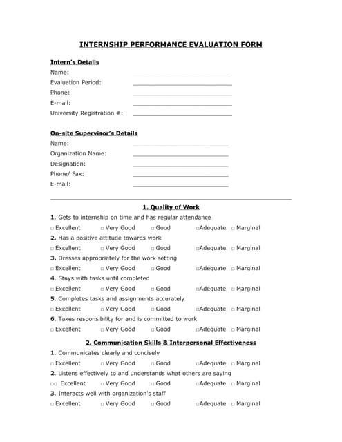 Internee evaluation form for Iqra University Student | PDF