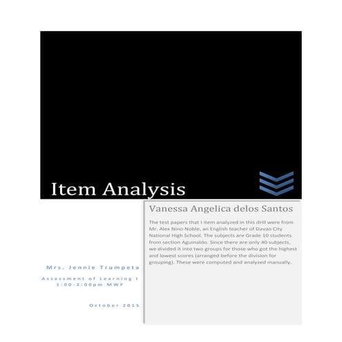Sample of item analysis 50% basis | PDF