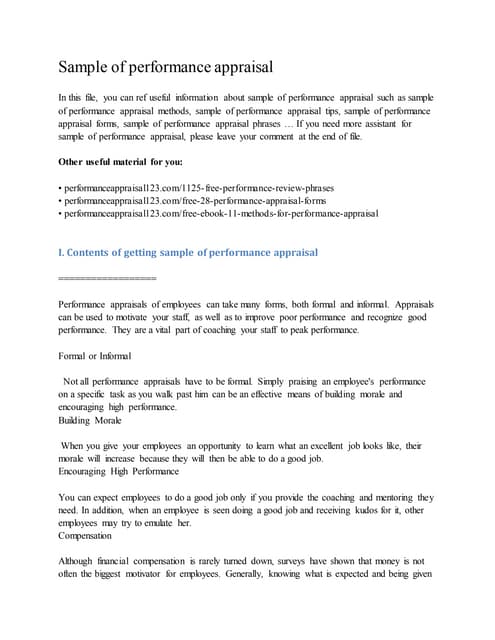 Employee performance appraisal forms | DOCX
