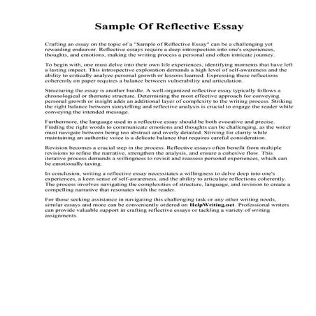 Sample Of Reflective Essay | PDF